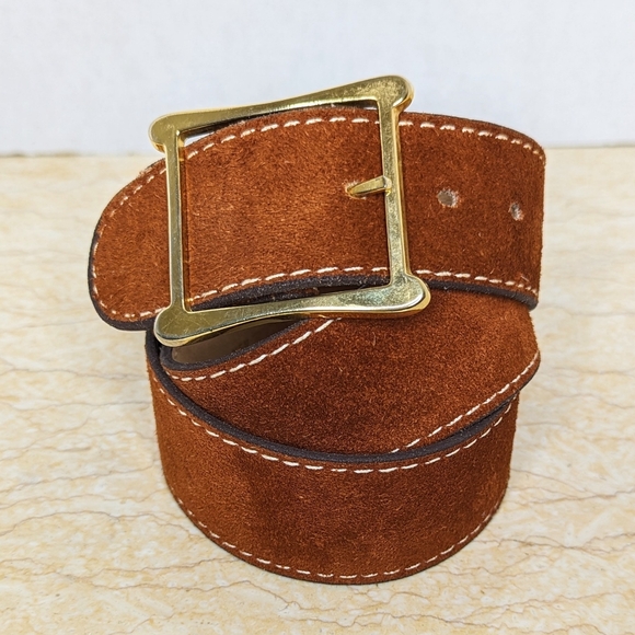 Vintage | Accessories | Vintage Brown Rough Cut Leather Brass Removable ...
